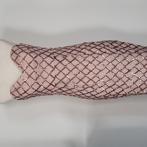 Lumiere | Dresses | Lumier Strapless Sequin Dress Rose Gold Plaid ...